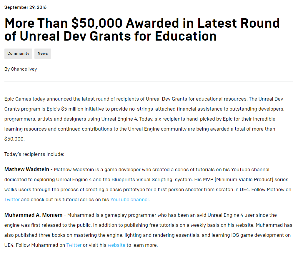 Epic’s Mega Grant